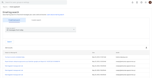 Peningkatan User Interface Tool Email Log Search di Google Workspace ...