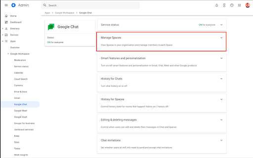 Perluasan Konsol Admin untuk Mengelola Space Google Chat - EIKON Technology